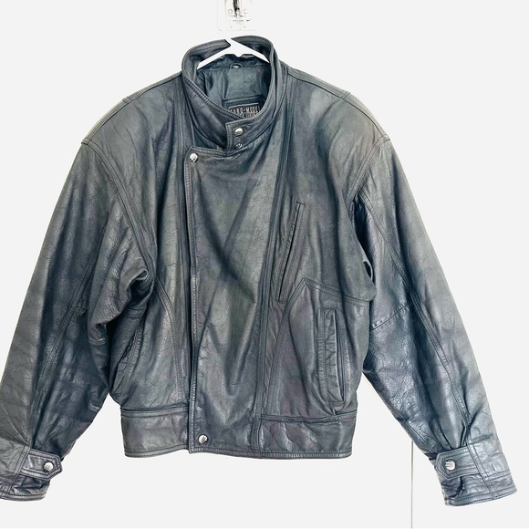 IOU EURO MODE | Jackets & Coats | Vtg 9s Iou Euro Mode Black Leather ...